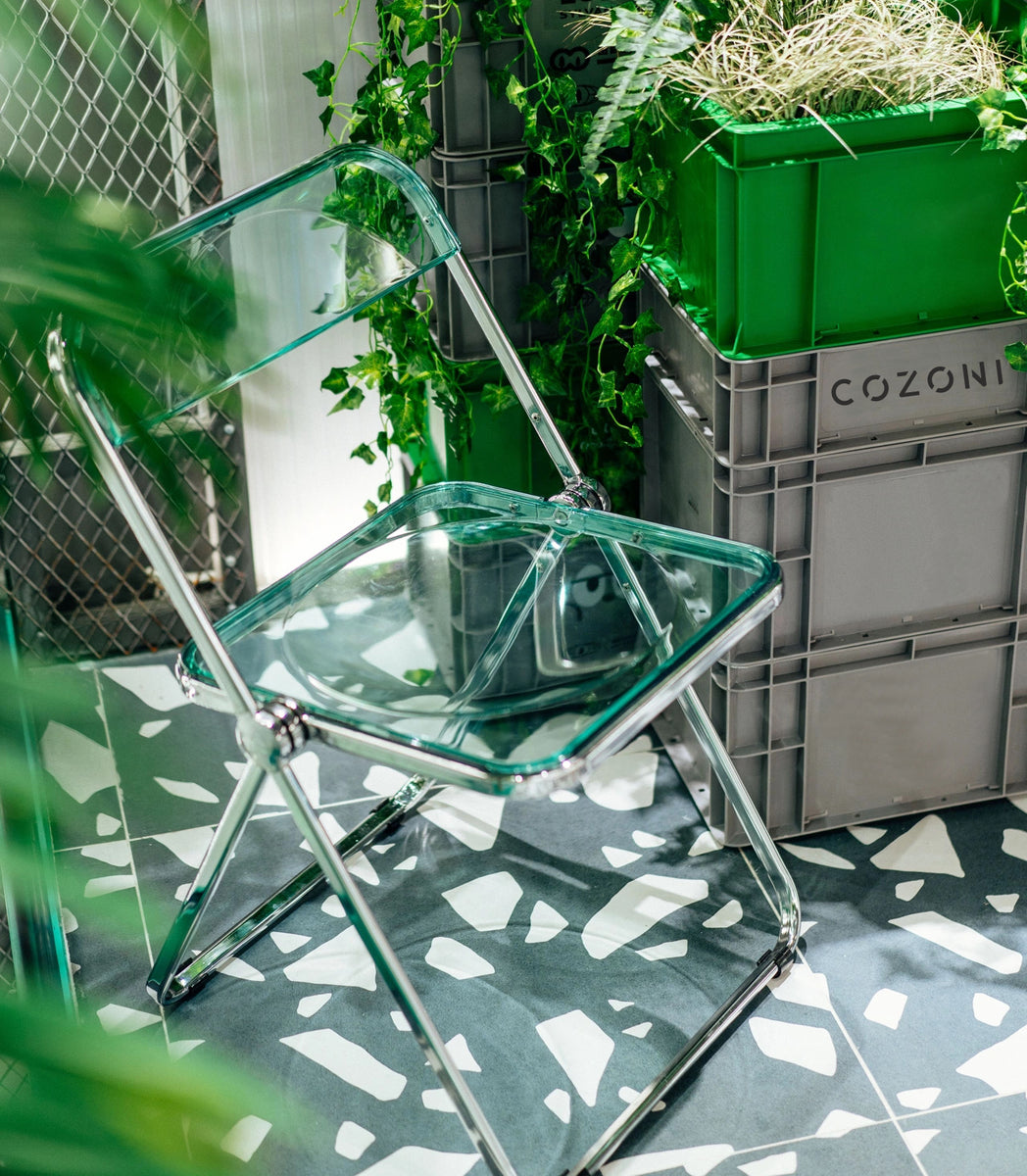 COZONI Tuffy Acrylic Folding Chair (Transparent) | Plia style folding chair